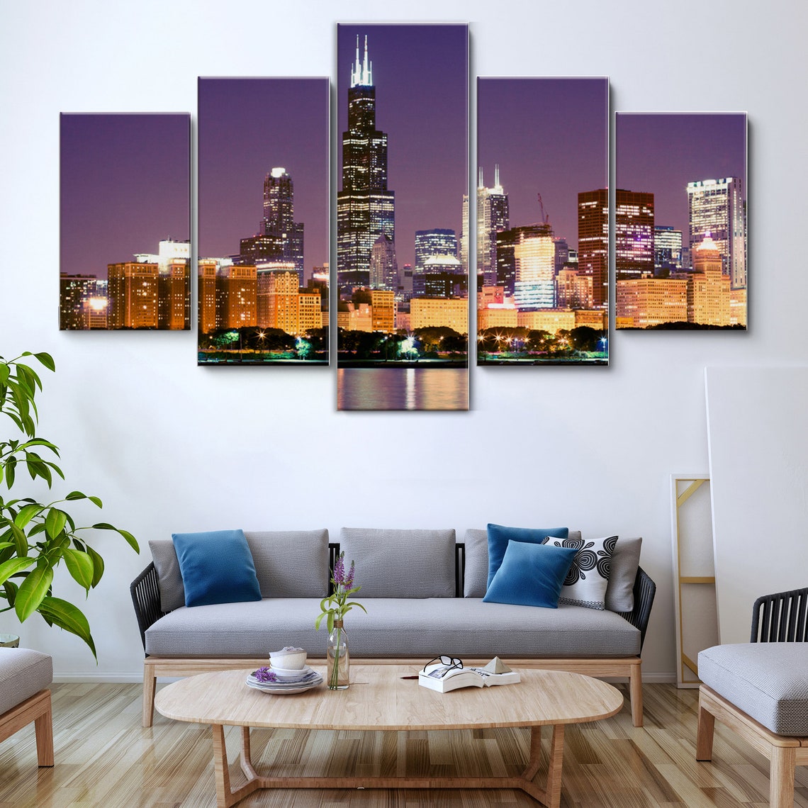 Willis Tower, Sears Tower, Chicago Skyline 5 Piece Canvas Wall Art ...