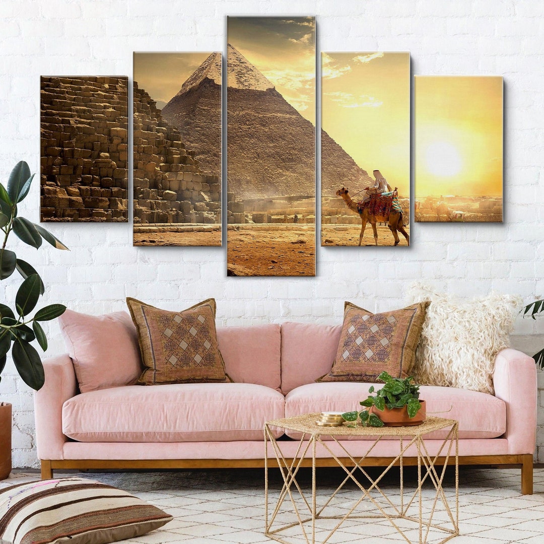 Great Pyramid of Giza Egypt 5 Pieces Canvas Wall Art, Large Framed ...