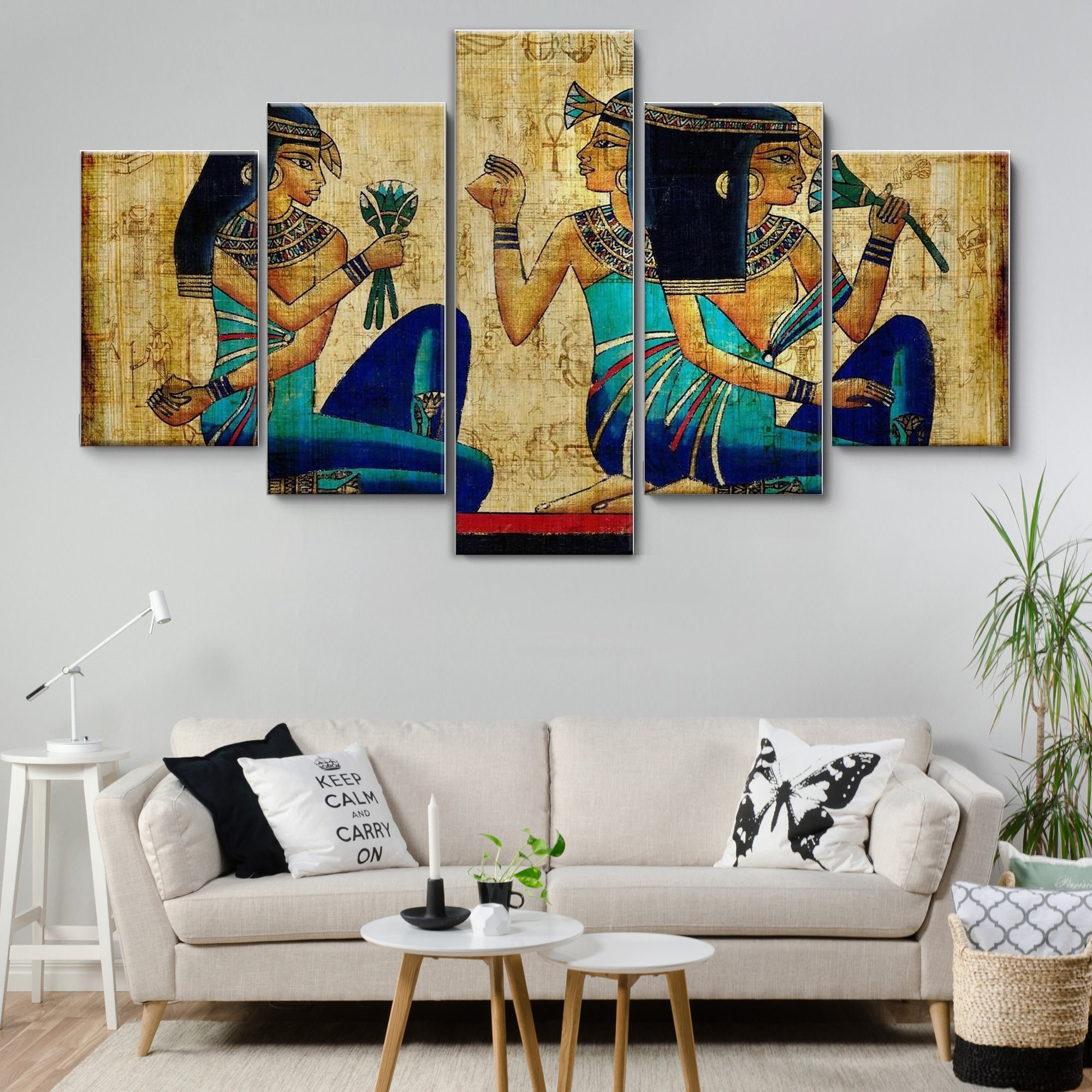 Egyptian Papyrus 5 Pieces Canvas Wall Art, Large Framed Canvas Wall Art ...