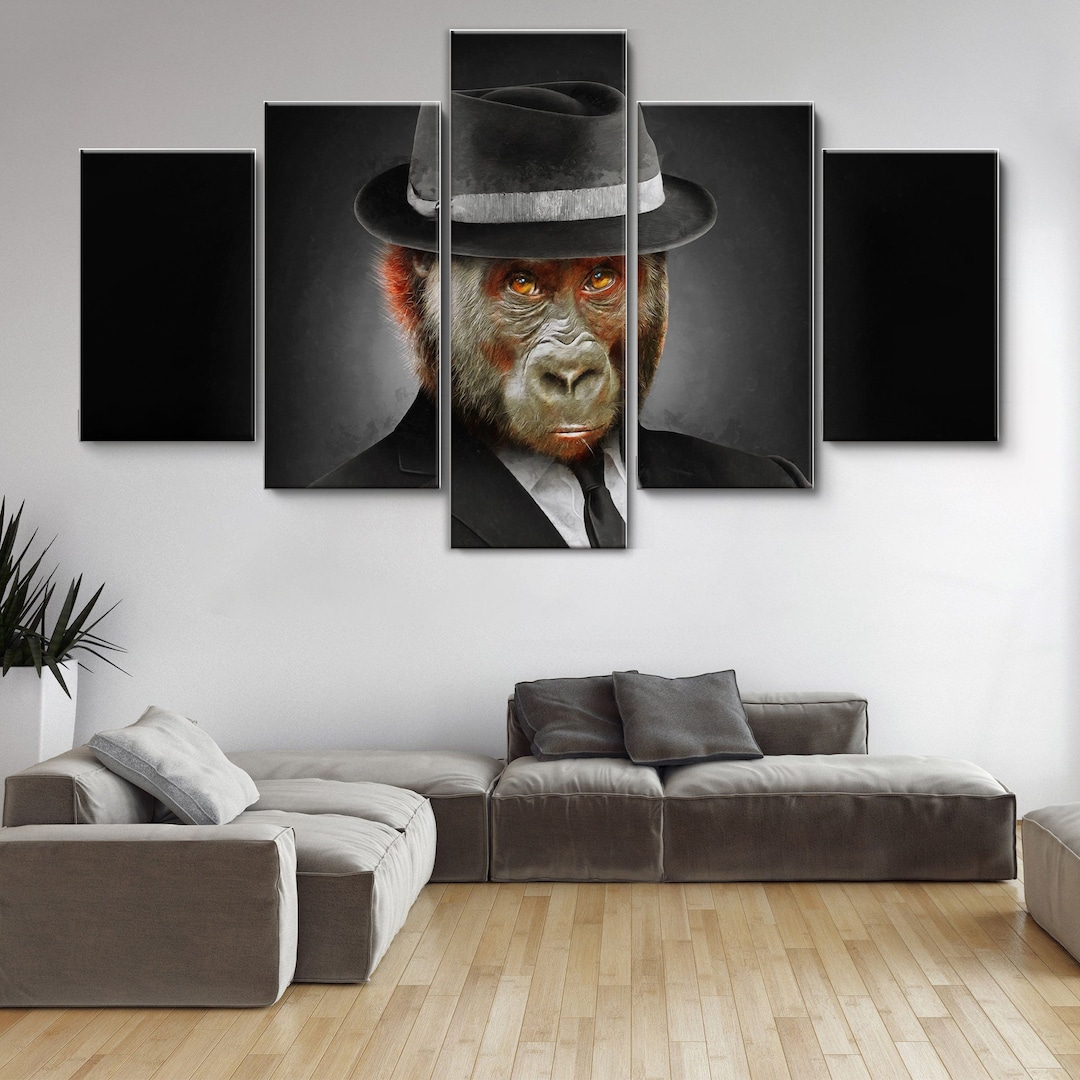 Monkey Business Suit 5 Pieces Canvas Wall Art, Large Framed Canvas Wall ...