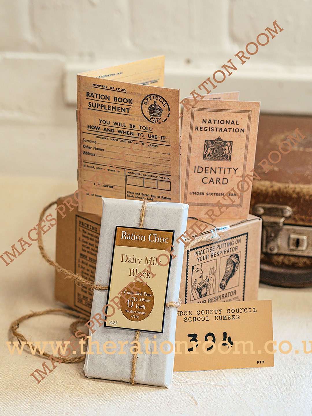 1940s-ww2 Child's 5 Piece History-school Project Set Air Raid Prop Box-ration Book- Ration ...