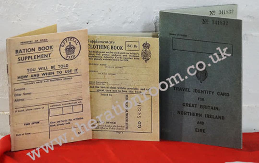1940's-ww2-blitz REPLICA Ration Book-clothing Book Travel Card 3 Piece ...