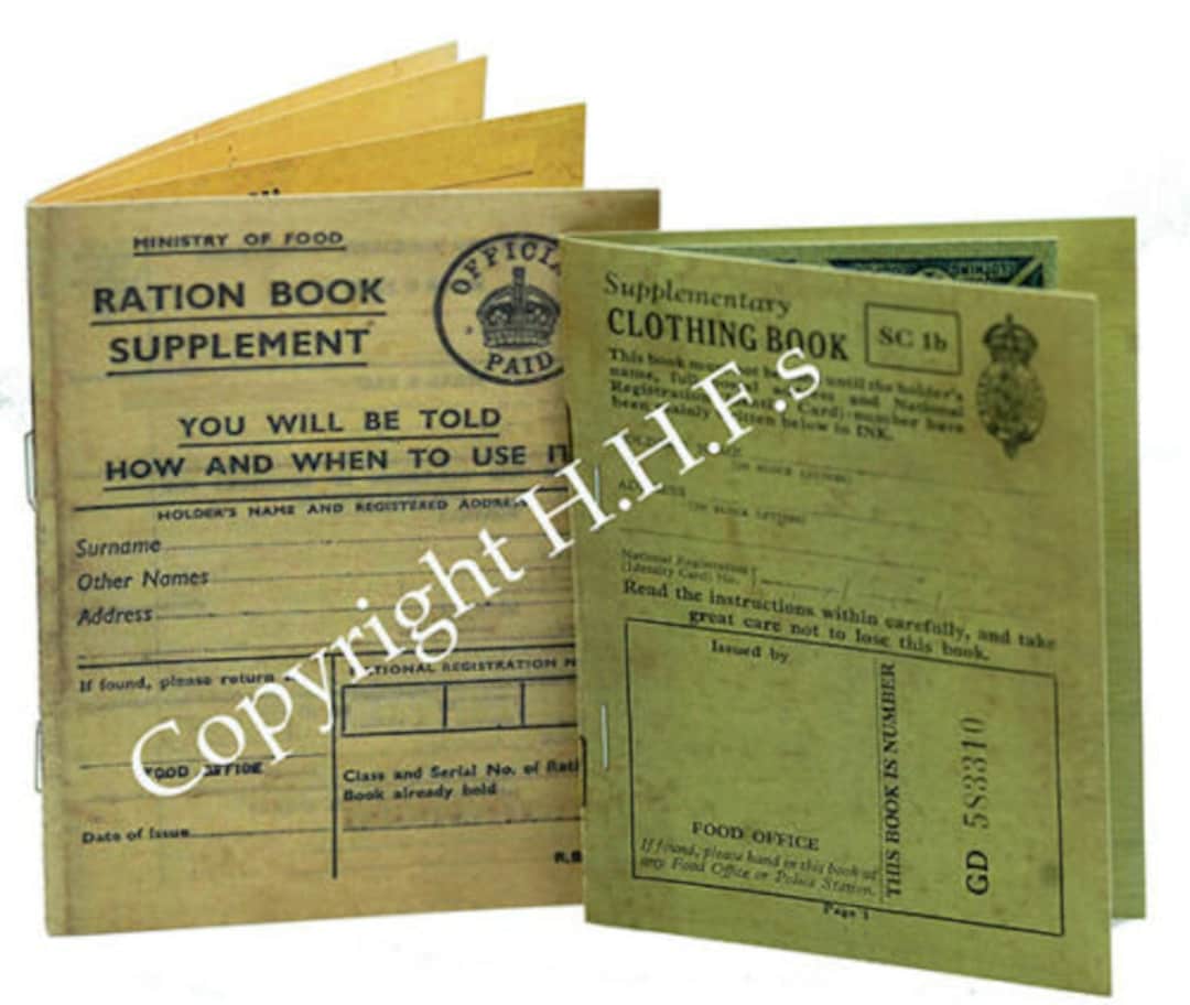 1940's-ww2-blitz REPLICA Ration Book & Clothing Book Great for Wartime ...