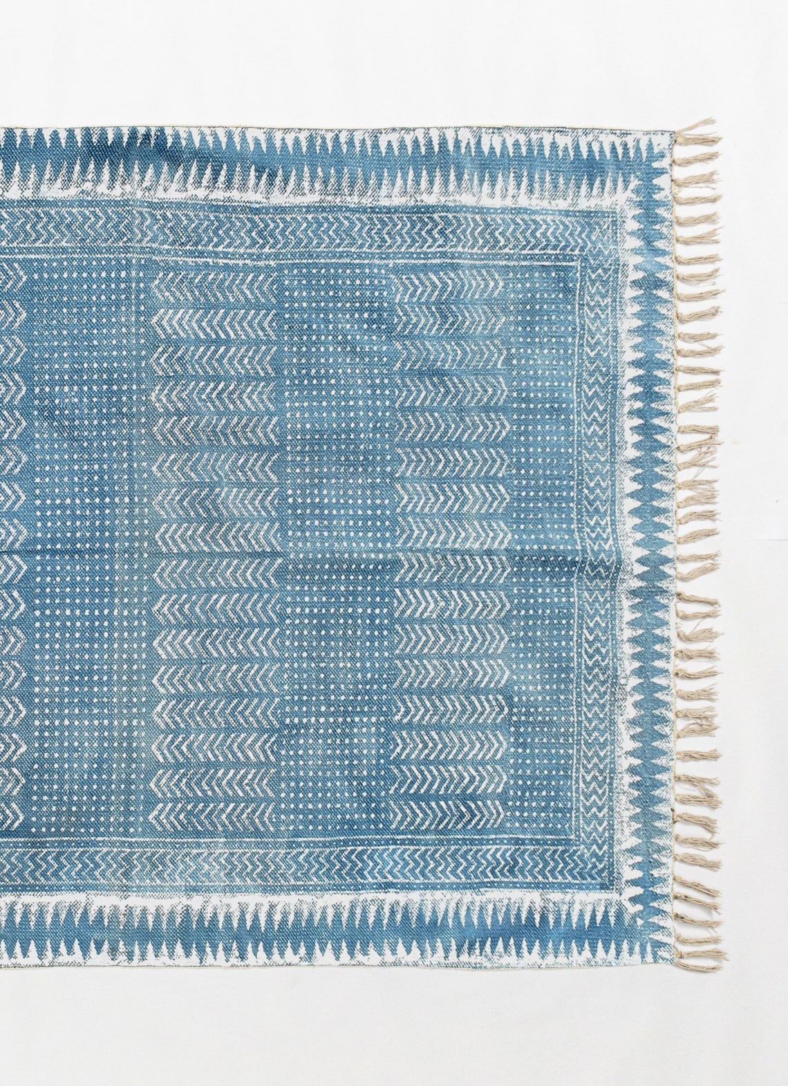 Indigo Blue Rug 3x10 4x10 Ft Handmade Cotton Rug Cotton Runner Rug ...