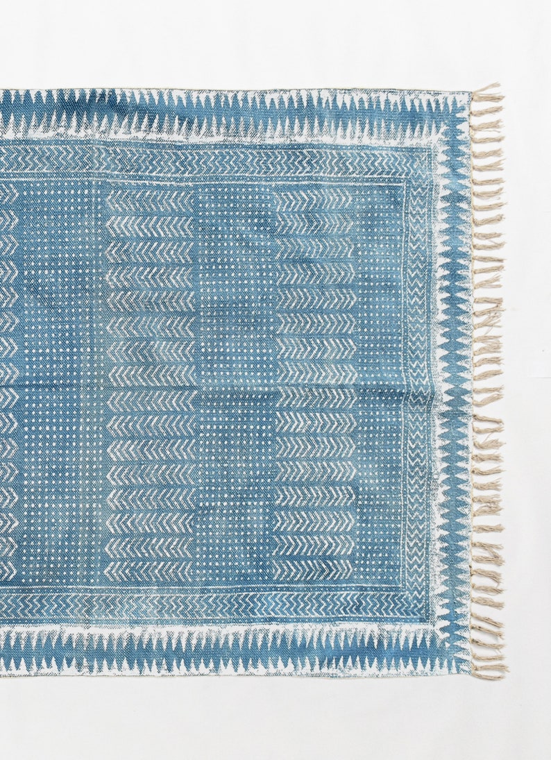 Indigo Blue Rug 3x10 4x10 Ft Handmade Cotton Rug Cotton Runner Rug ...