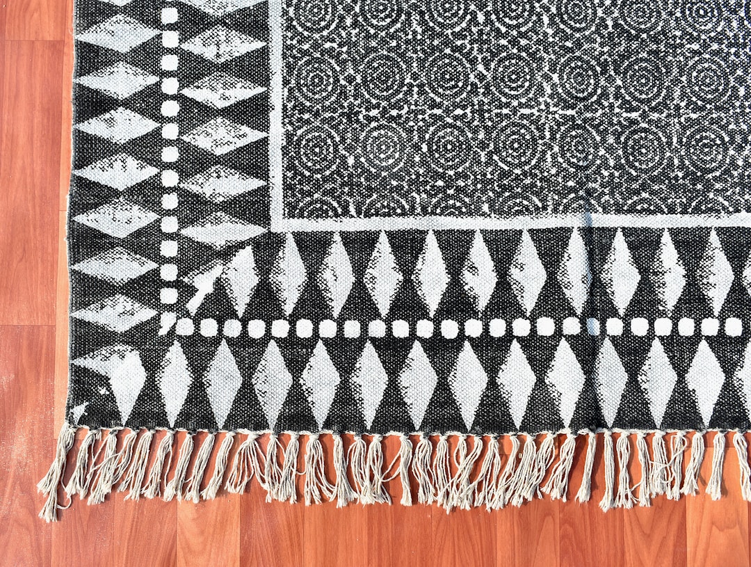 5x7, Feet Rug, Rug for Patio, Moroccan Rugs, Block Printed Rug, Kitchen ...