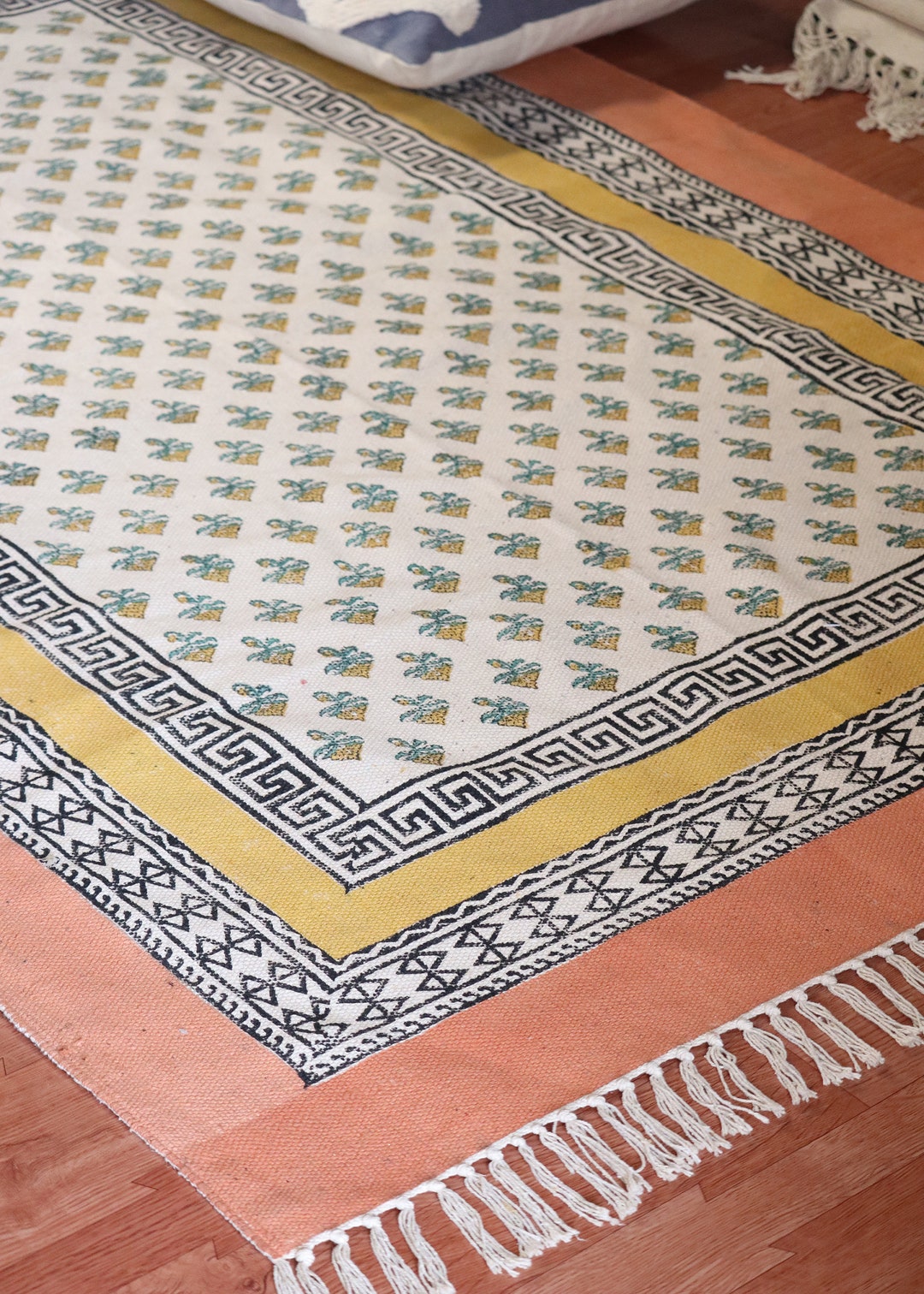 4x10 Feet Indian Cotton Rug Block Print Rug Kitchen Rug Stair Runner ...