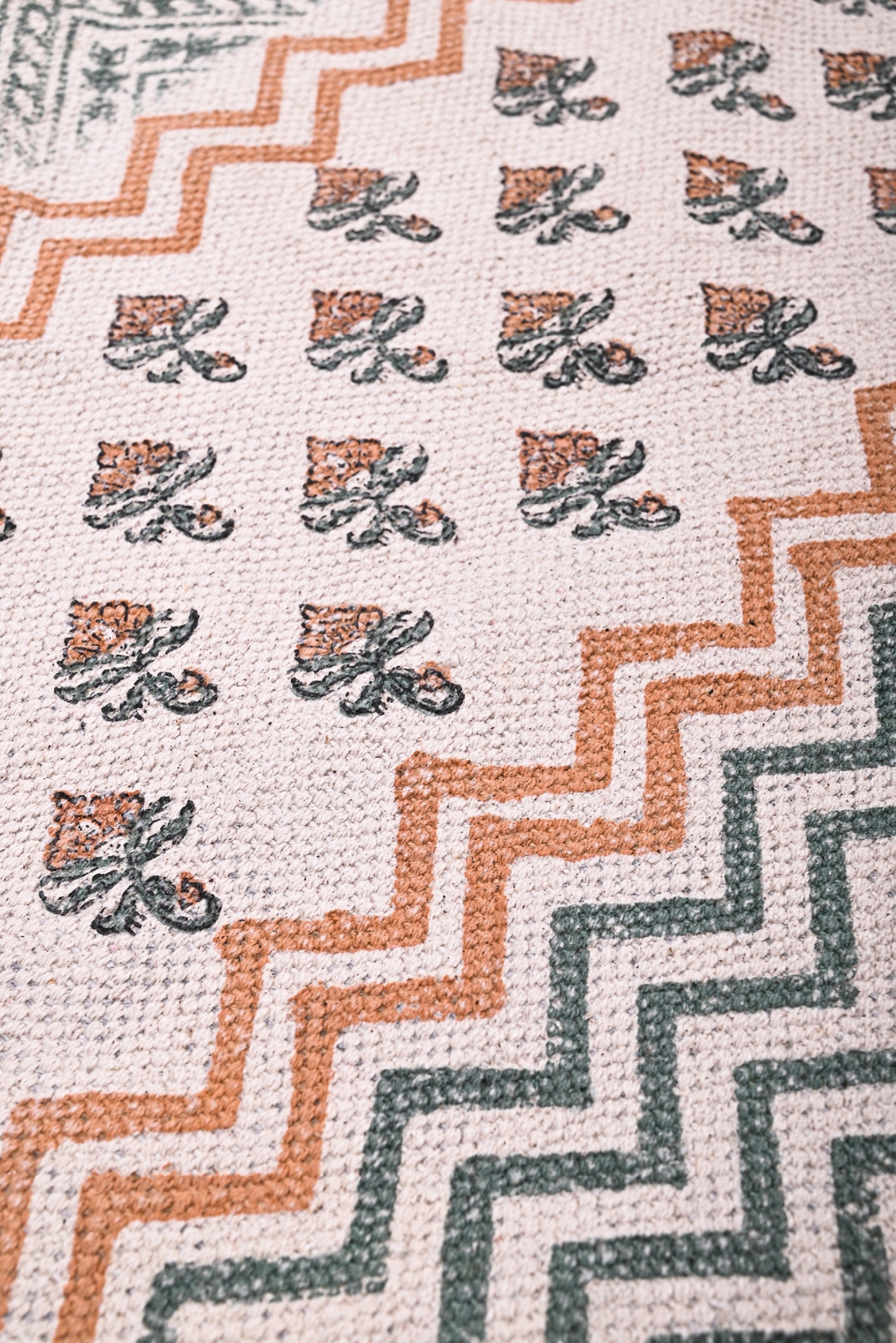 Extra Large Rug Hand Block Print Rug Modern Floral Rug, Boho Throw Rug ...