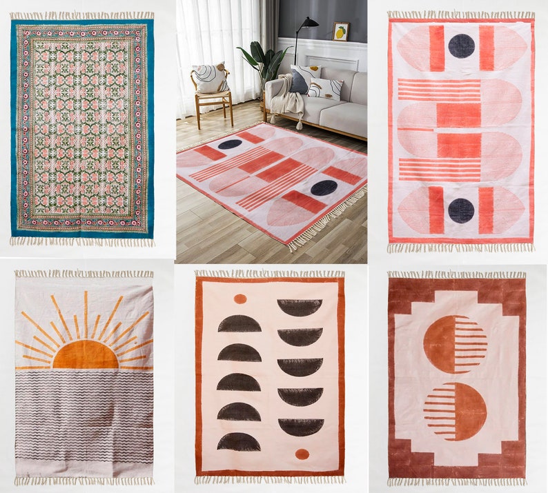 4x6 Feet Area Rug Hand Block Printed Area Rug 6x9 Feet - Etsy