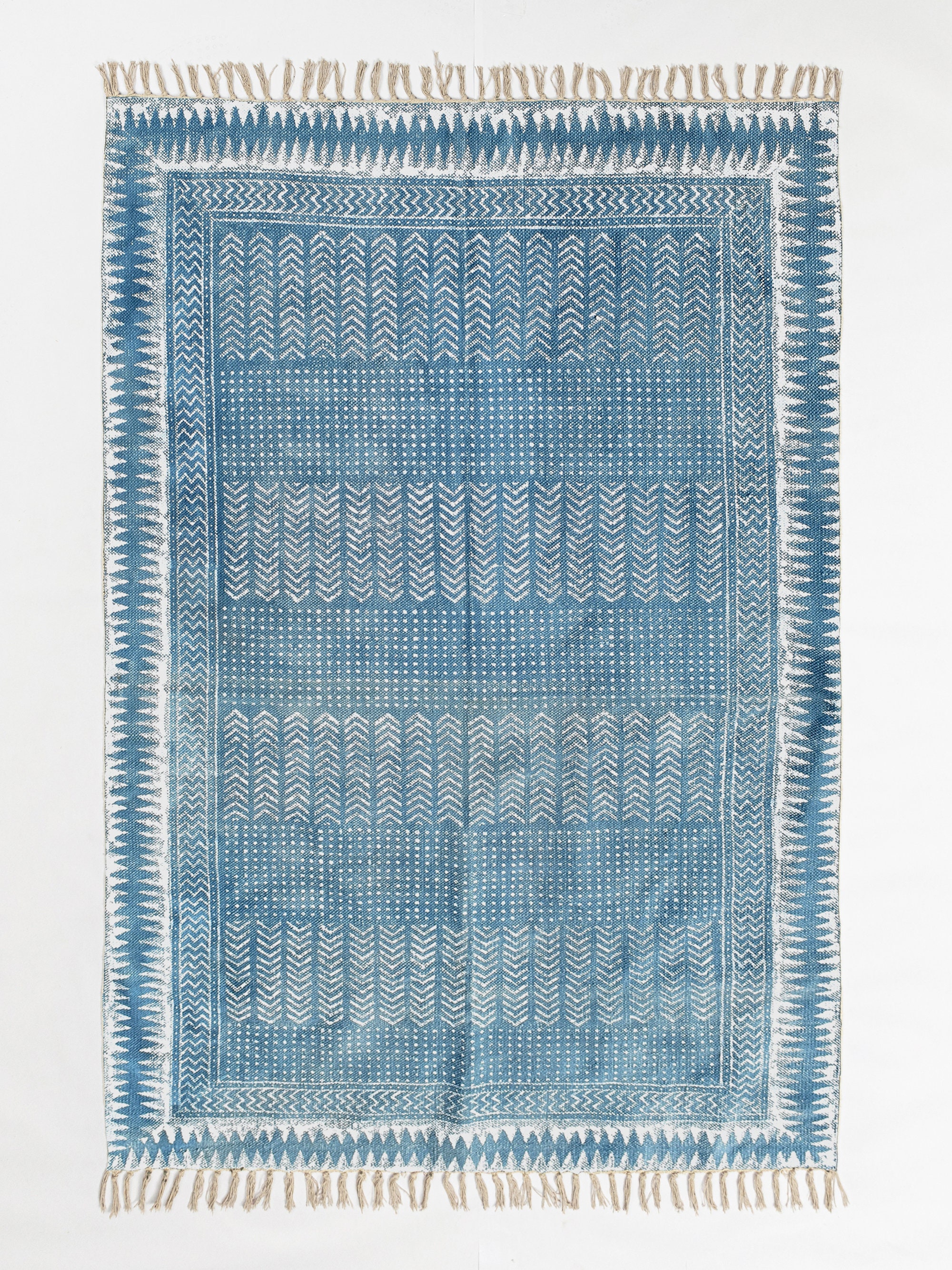 Indigo Blue Rug 3x10 4x10 Ft Handmade Cotton Rug Cotton Runner Rug ...