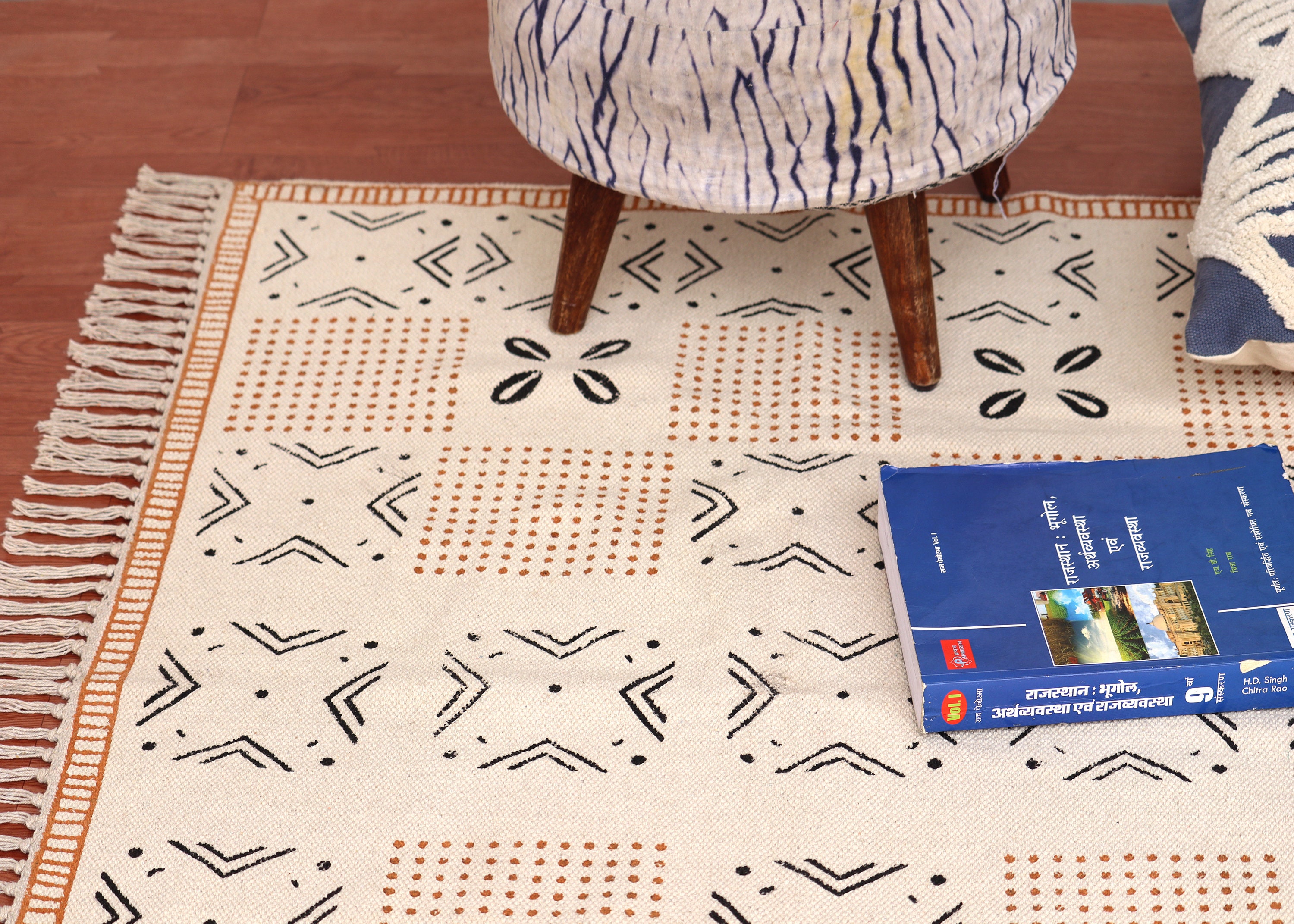 10x14 Feet Indian Cotton Rug Hand Block Print Rug Farmhouse Rug Floor ...