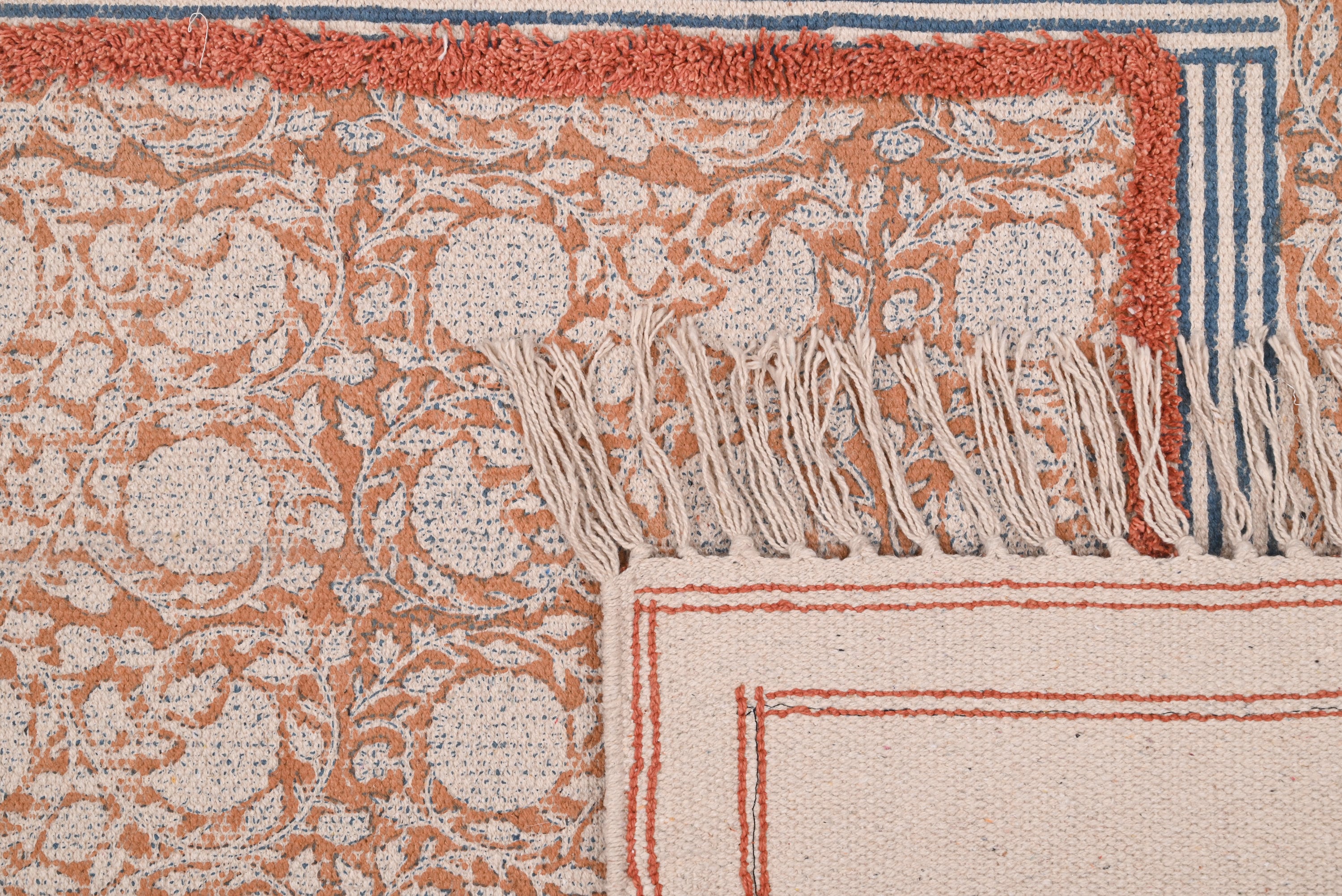 Handmade Cotton Rug Block Print Rug Indian Cotton Rug Cotton Tufting ...