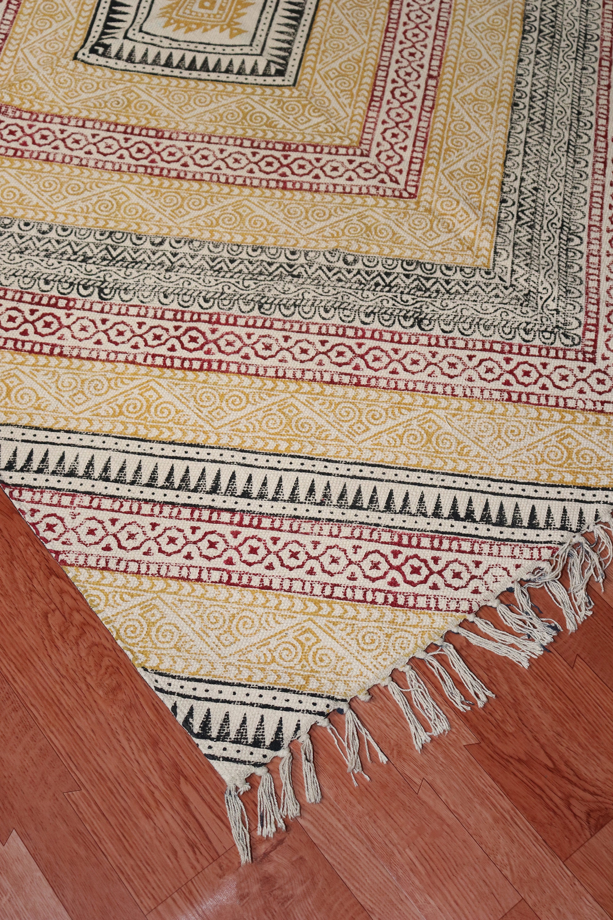 10x14 Ft Cotton Dhurrie Rug Hand Block Print Rug Kitchen Rug - Etsy