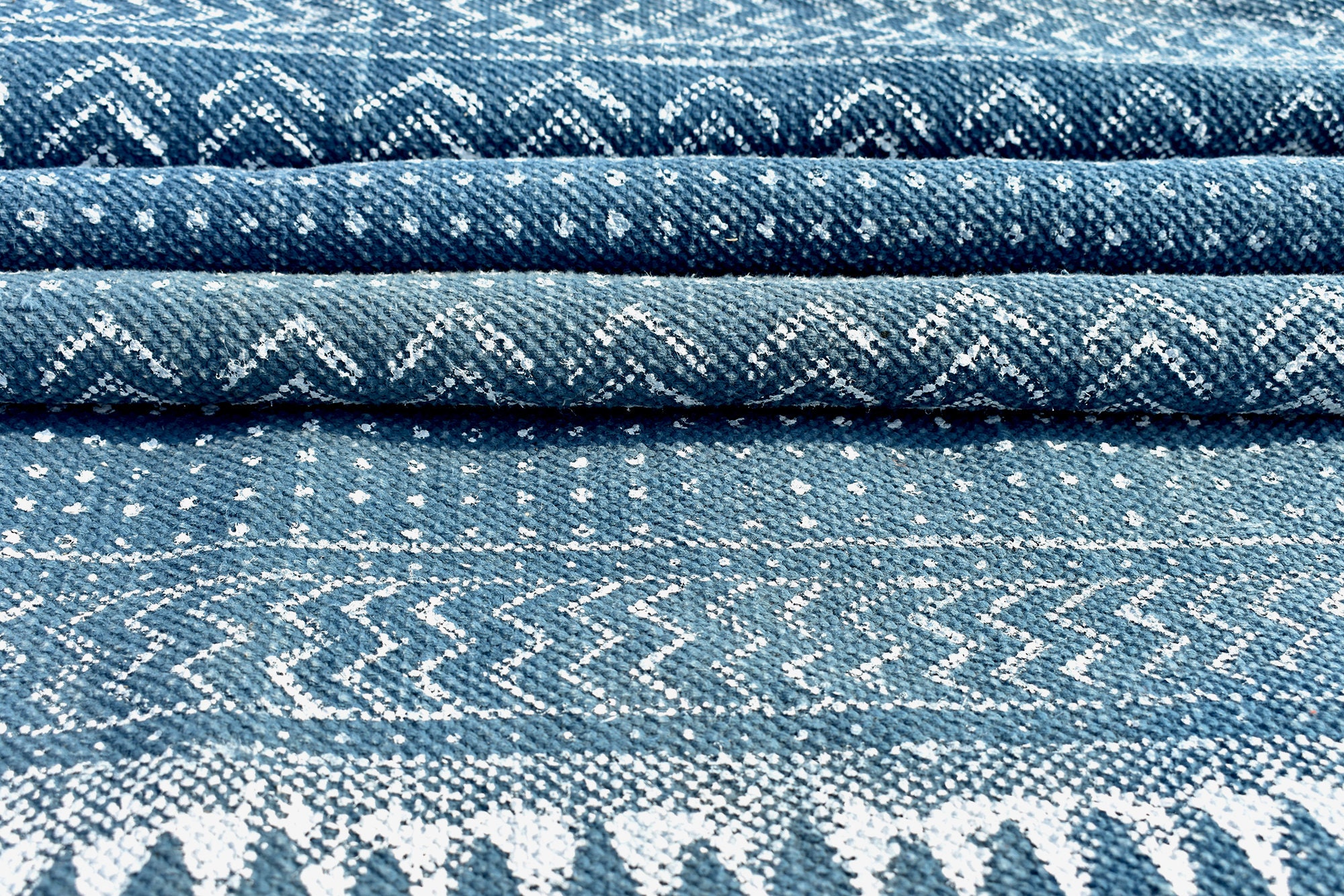 6x9 Feet Indian Hand Block Print Rug Indigo Blue Color Rug Geometric ...