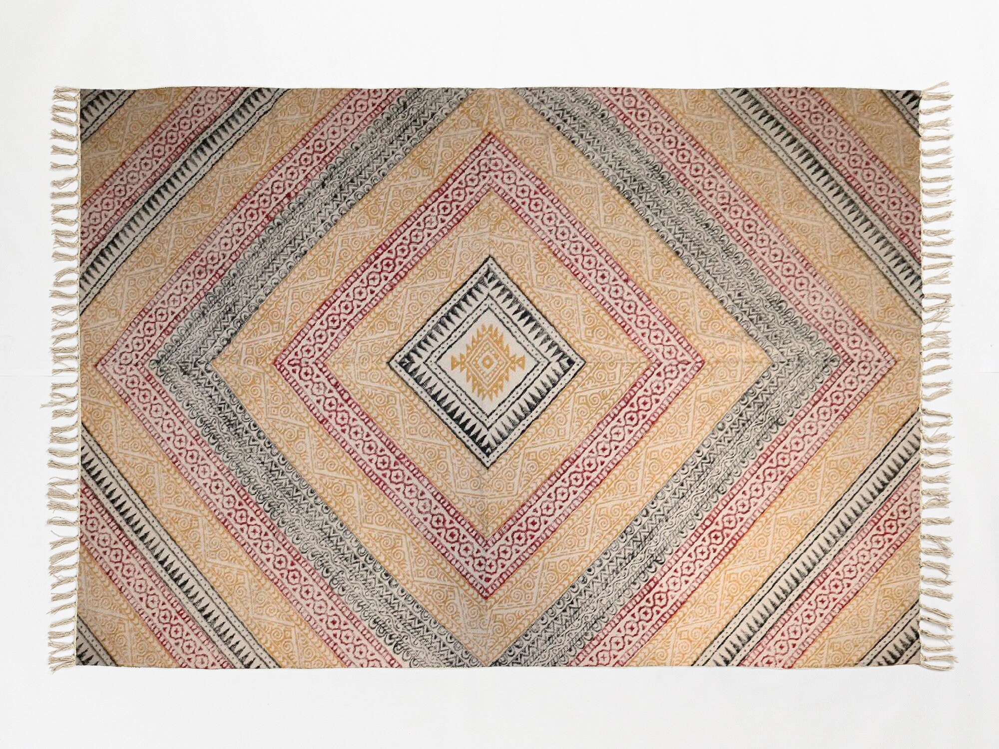 10x14 Ft Cotton Dhurrie Rug Hand Block Print Rug Kitchen Rug - Etsy