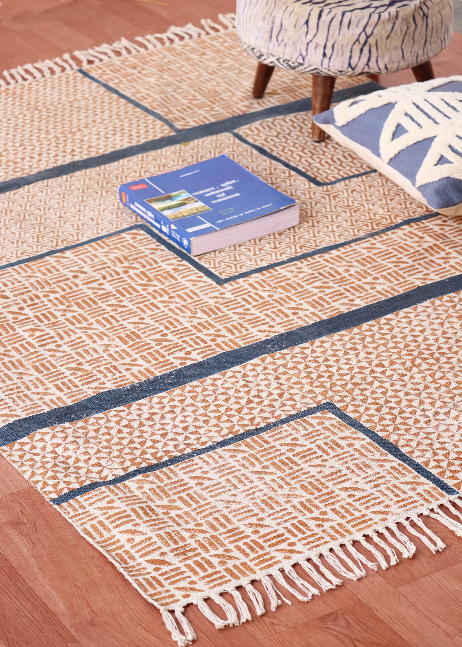 Handmade Block Printed Cotton Rug Custom Area Rug Living Room Rug Home ...