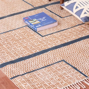 Handmade Block Printed Cotton Rug Custom Area Rug Living Room Rug Home ...