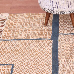 Handmade Block Printed Cotton Rug Custom Area Rug Living Room Rug Home ...