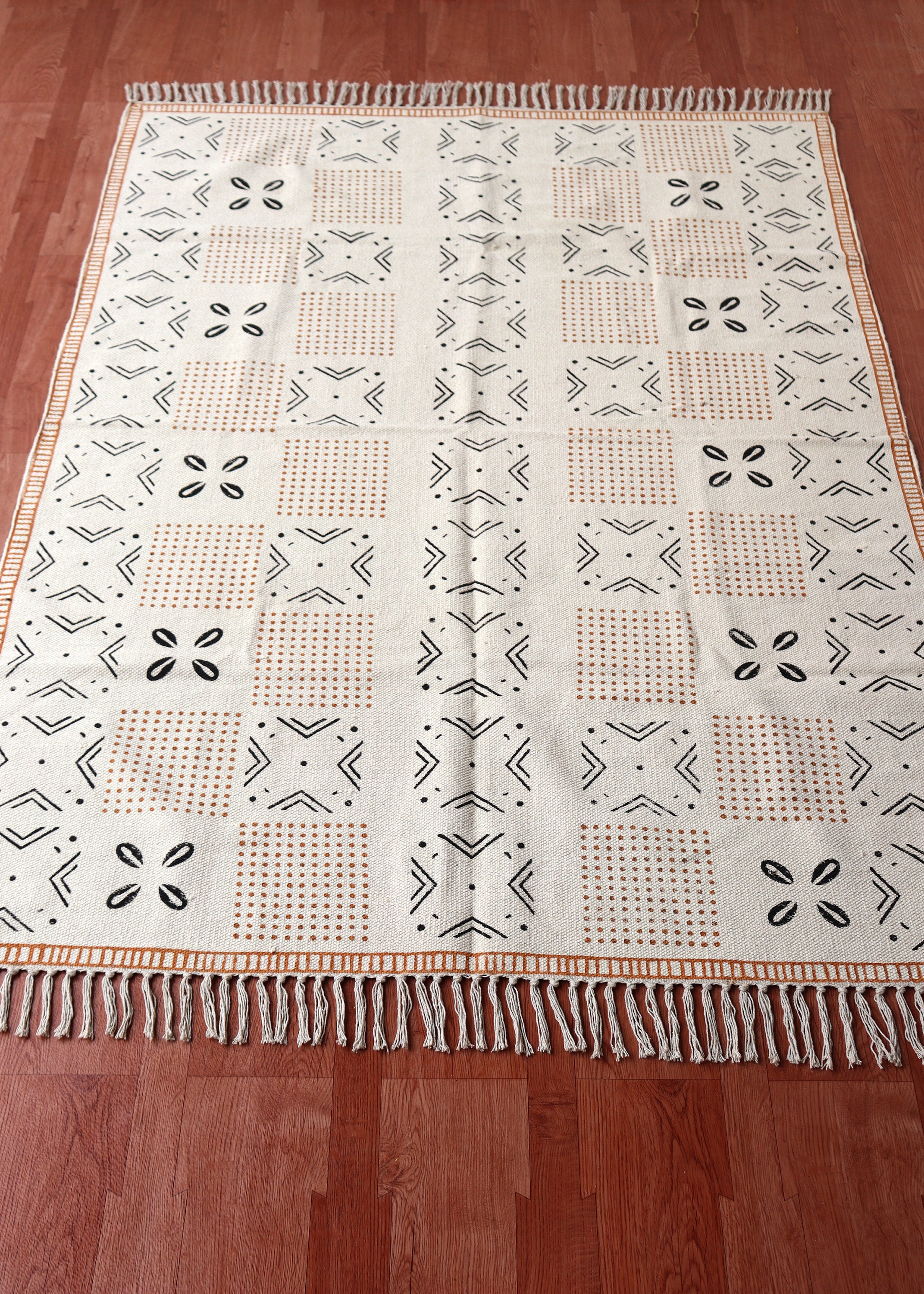 10x14 Feet Indian Cotton Rug Hand Block Print Rug Farmhouse Rug Floor ...