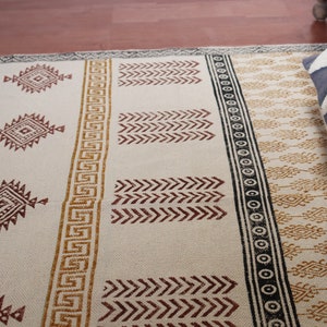 Indian Block Print Rug Floral Rug, Moroccan Vintage Rug Turkish Area ...