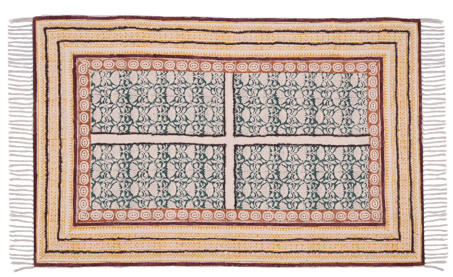 4x6 Feet, Handmade Cotton Rug Block Print Rug Indian Dhurrie Rug ...