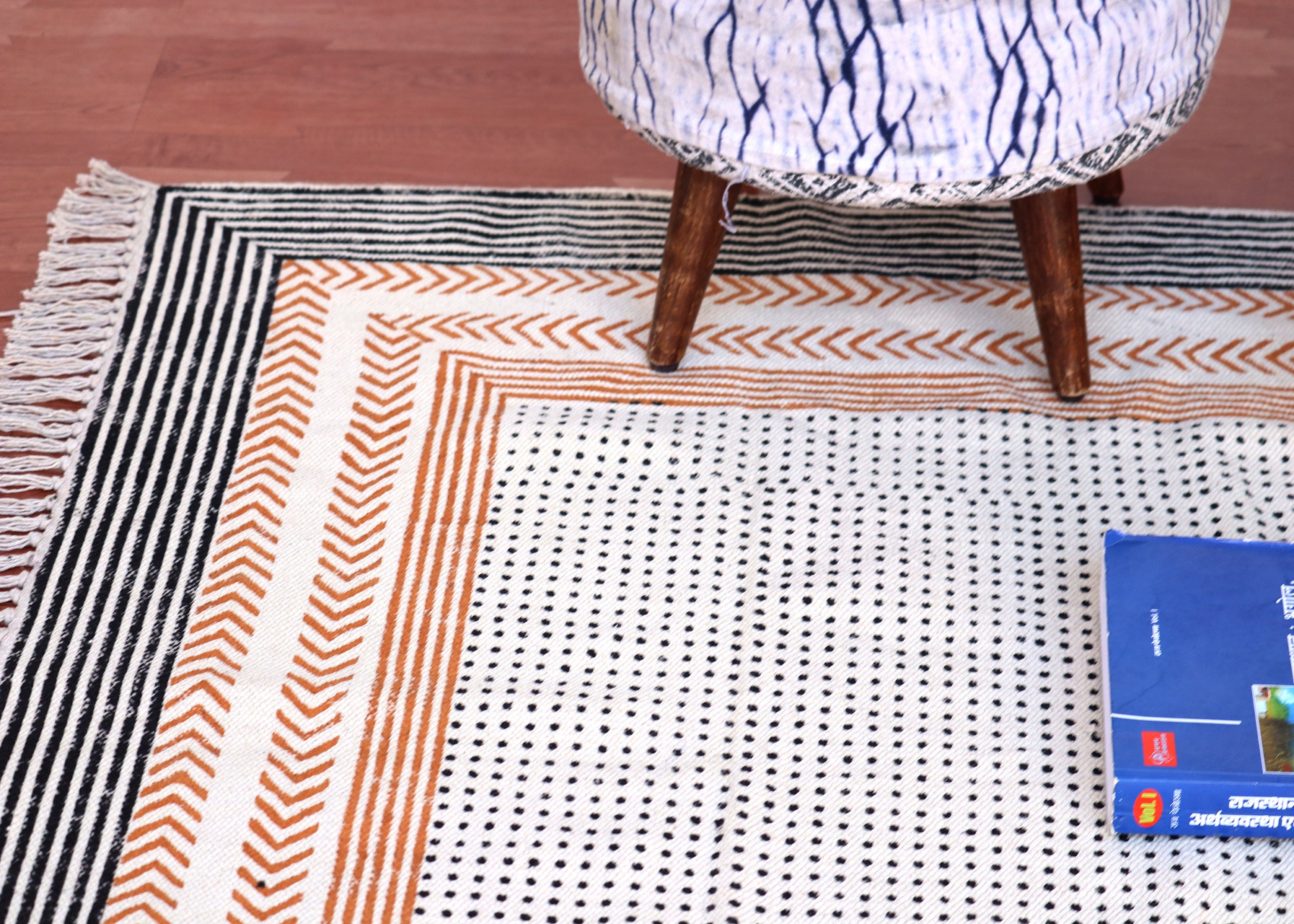 7x7 Feet Handmade Cotton Block Printed Rug Outdoor Garden Rug Living ...