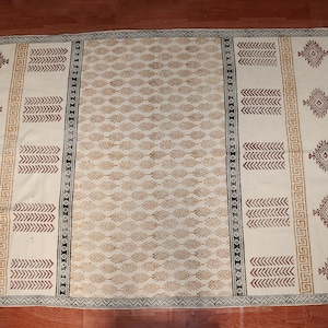 Indian Block Print Rug Floral Rug, Moroccan Vintage Rug Turkish Area ...