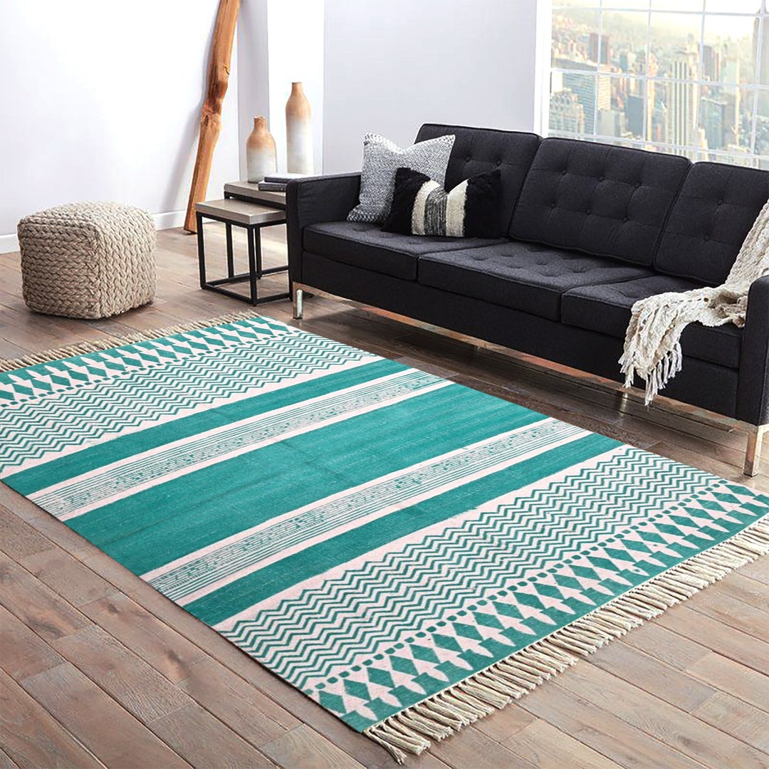 9x12 Feet Extra Large Rug Hand Block Print Handmade Cotton Rugs Living ...