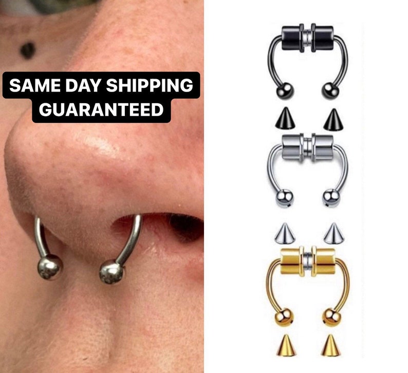 Fake Magnetic Septum Ring Fake Septum Piercing Nose Ring Clip Etsy Uk