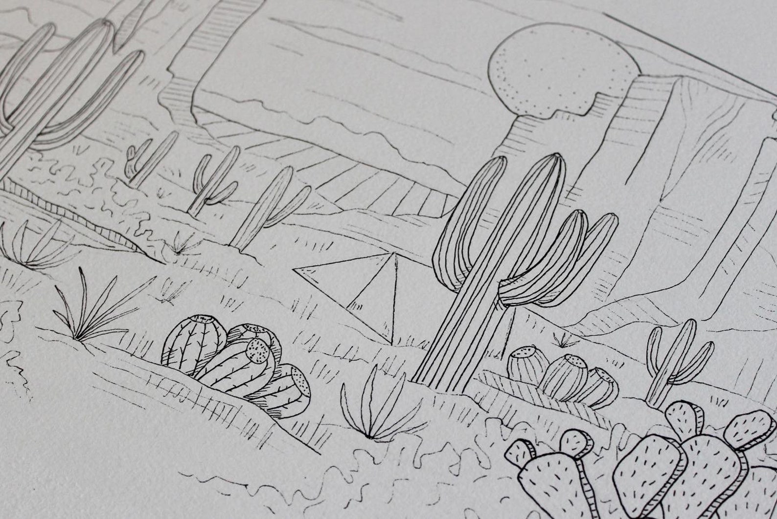 Arizona Desert Camping Drawing - Etsy