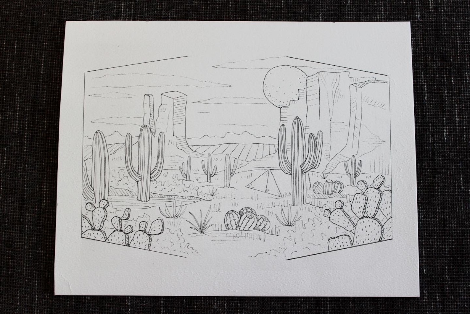 Arizona Desert Camping Drawing - Etsy