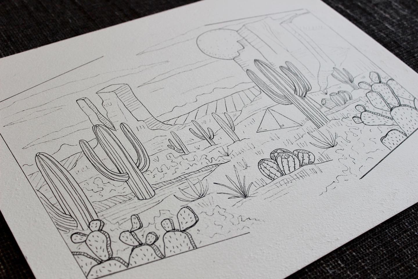 Arizona Desert Camping Drawing - Etsy