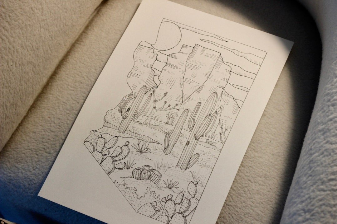 Arizona Desert Drawing - Etsy