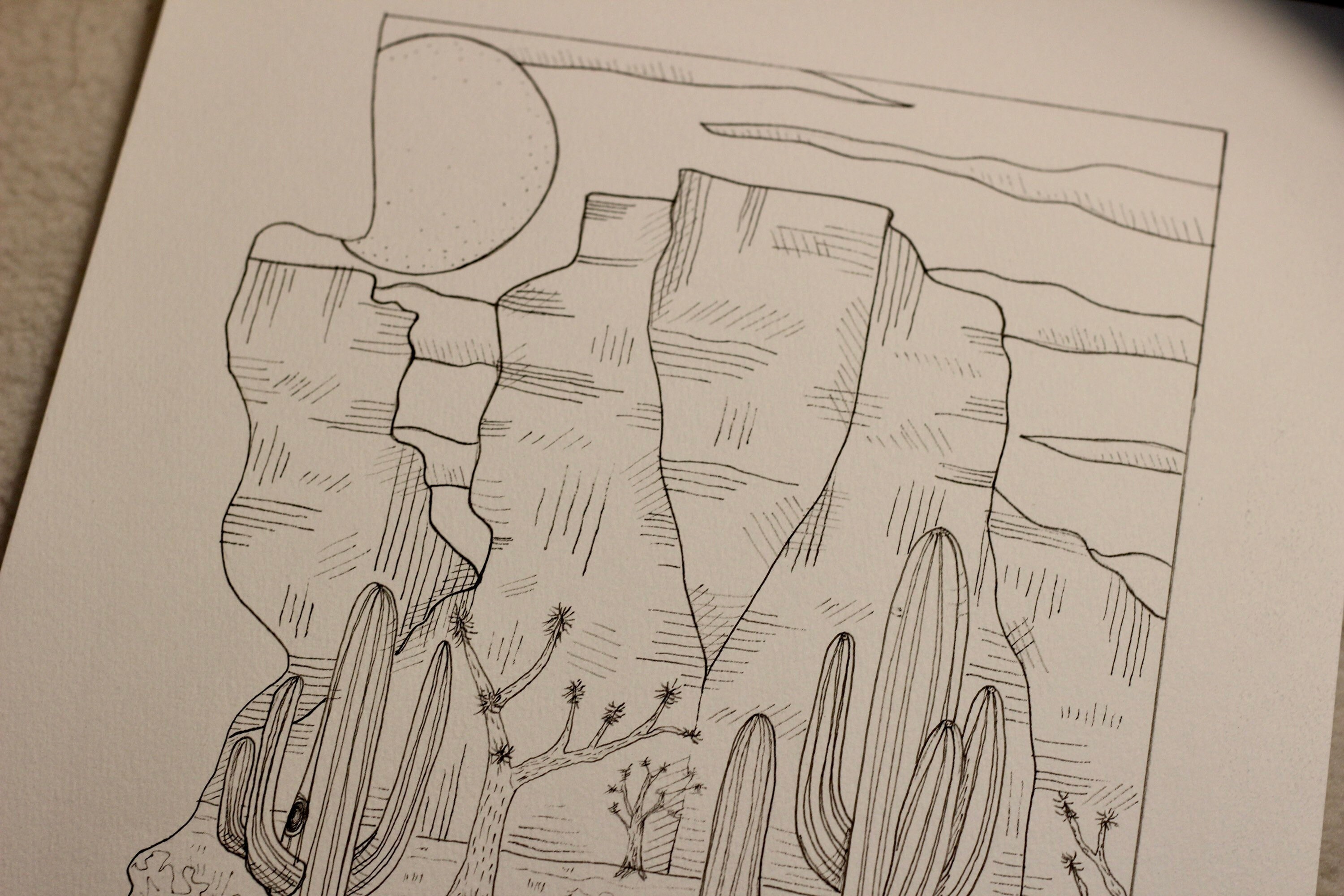Arizona Desert Drawing - Etsy
