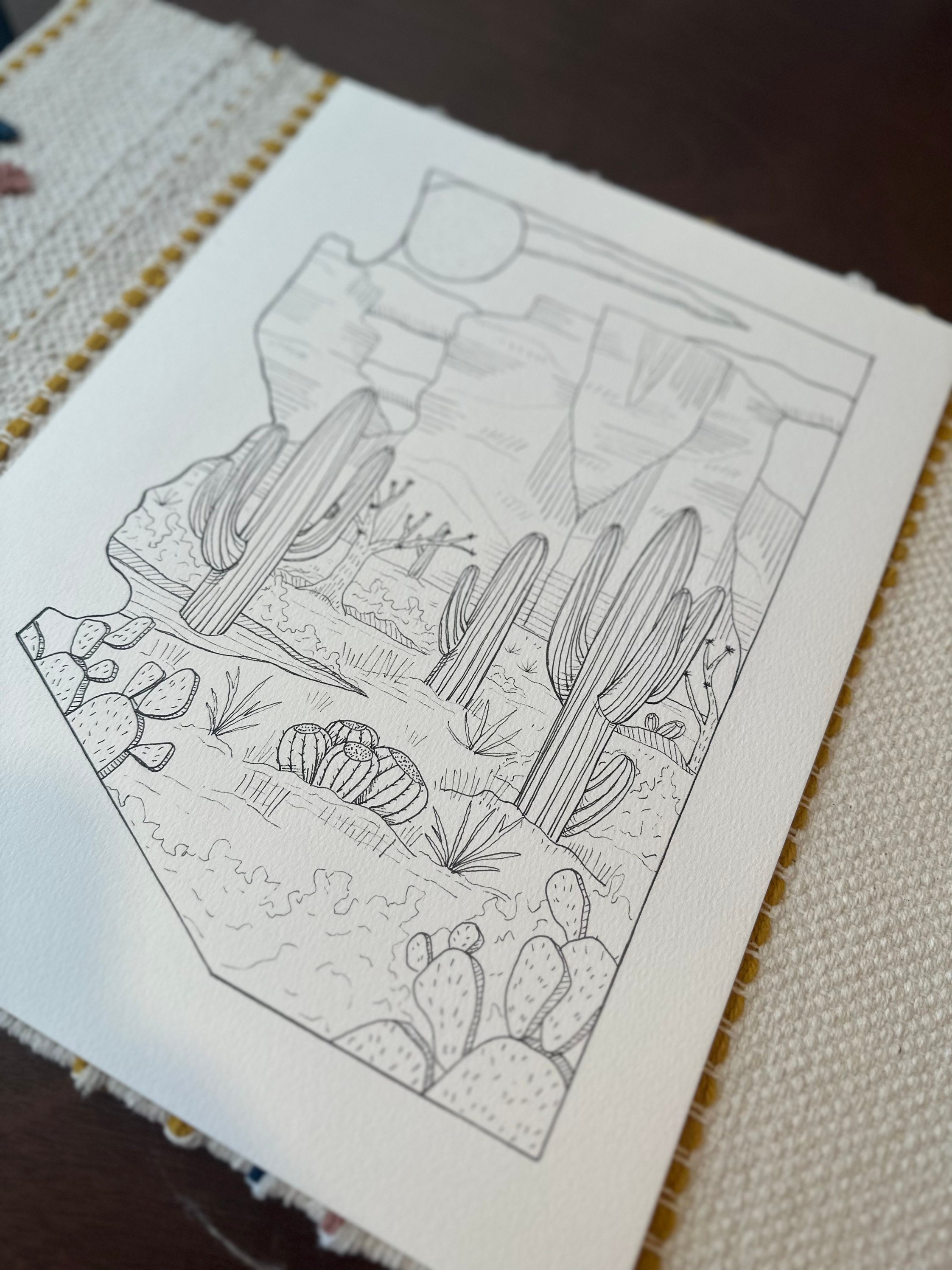 Arizona Desert Drawing - Etsy