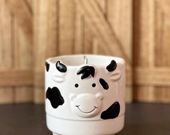 Cow Print Dough Bowl Candle, Farmhouse Decor, Rustic Decor, Farm Decor ...