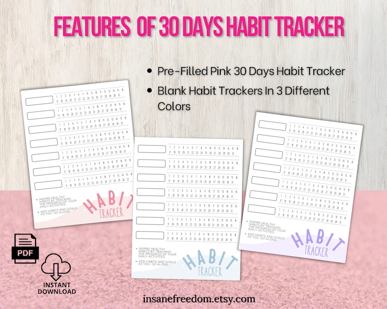 30 Days Habit Simple Habit Tracker | Daily Habit Tracker PDF Monthly ...