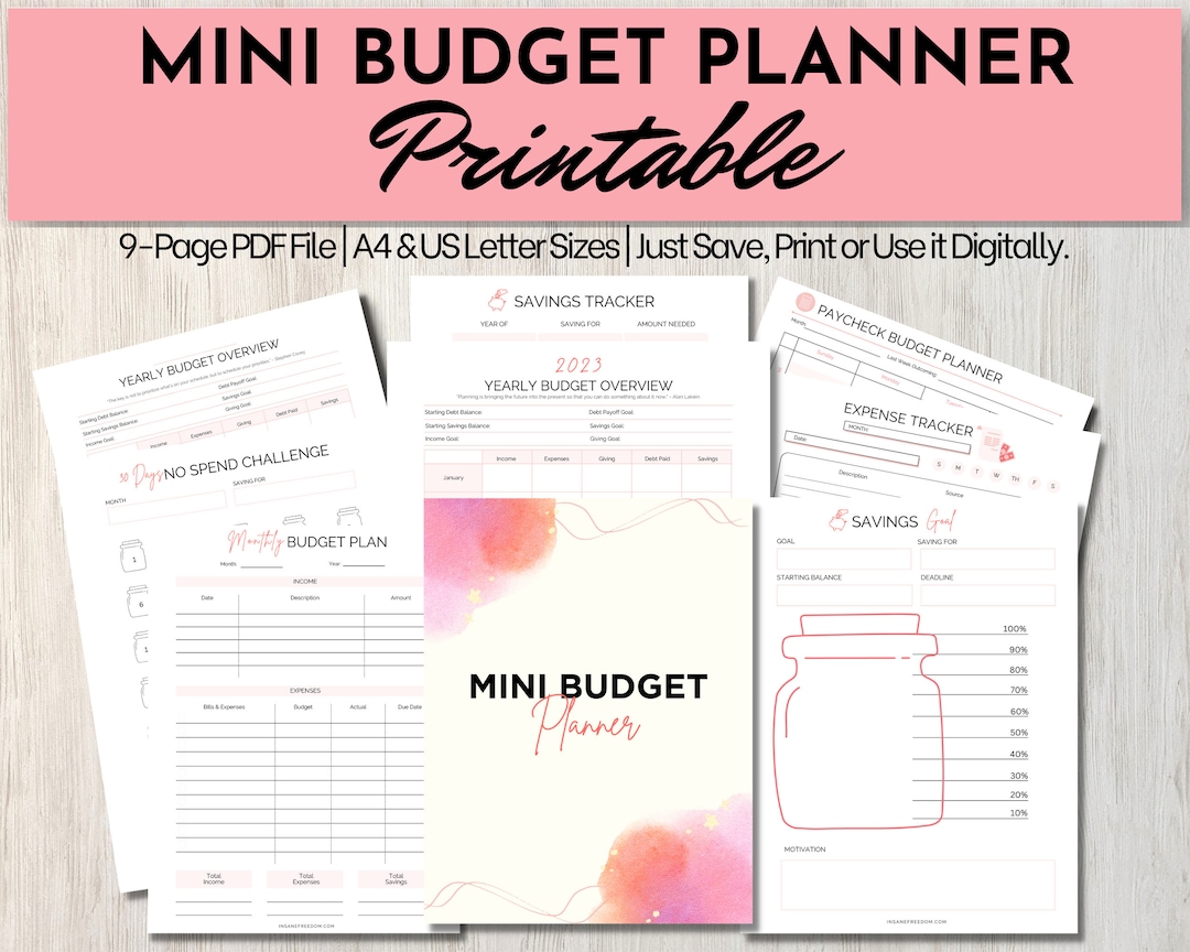 Mini Budget Planner Printable | Paycheck Budget PDF | Yearly Budget ...