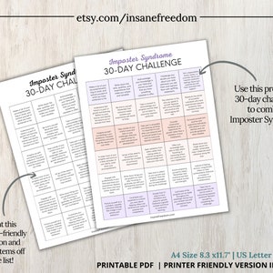 Imposter Syndrome Challenge Printable | 30-day Mindset Challenge ...