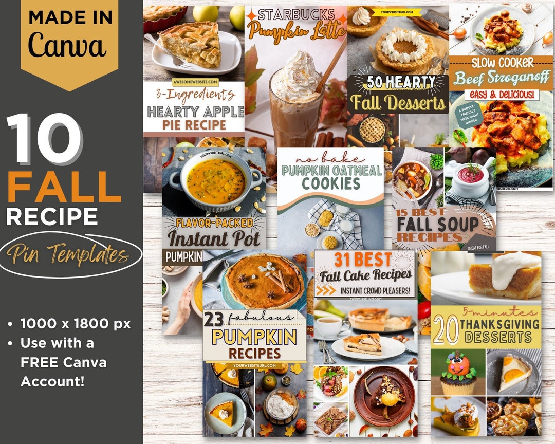 10 Fall Food Pinterest Templates Canva Pinterest Pins, Food Blogger ...