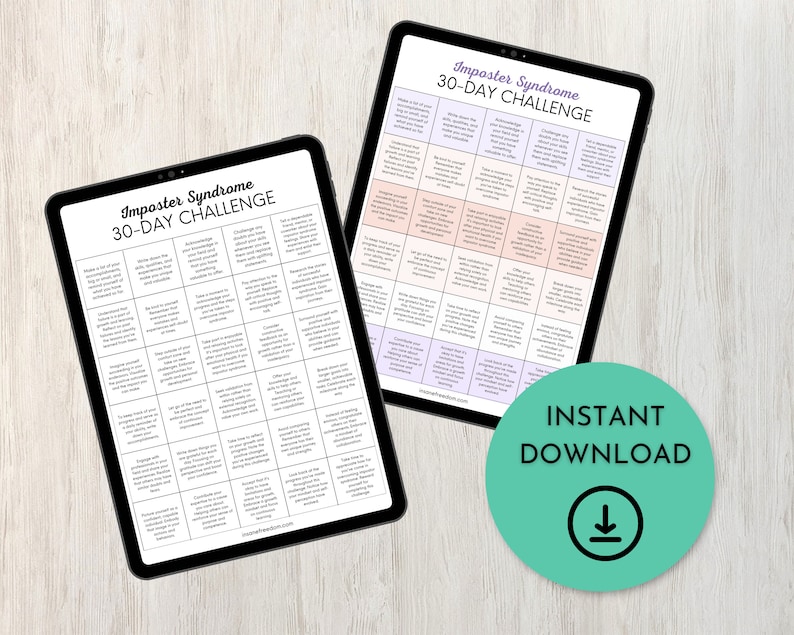 Imposter Syndrome Challenge Printable | 30-day Mindset Challenge ...