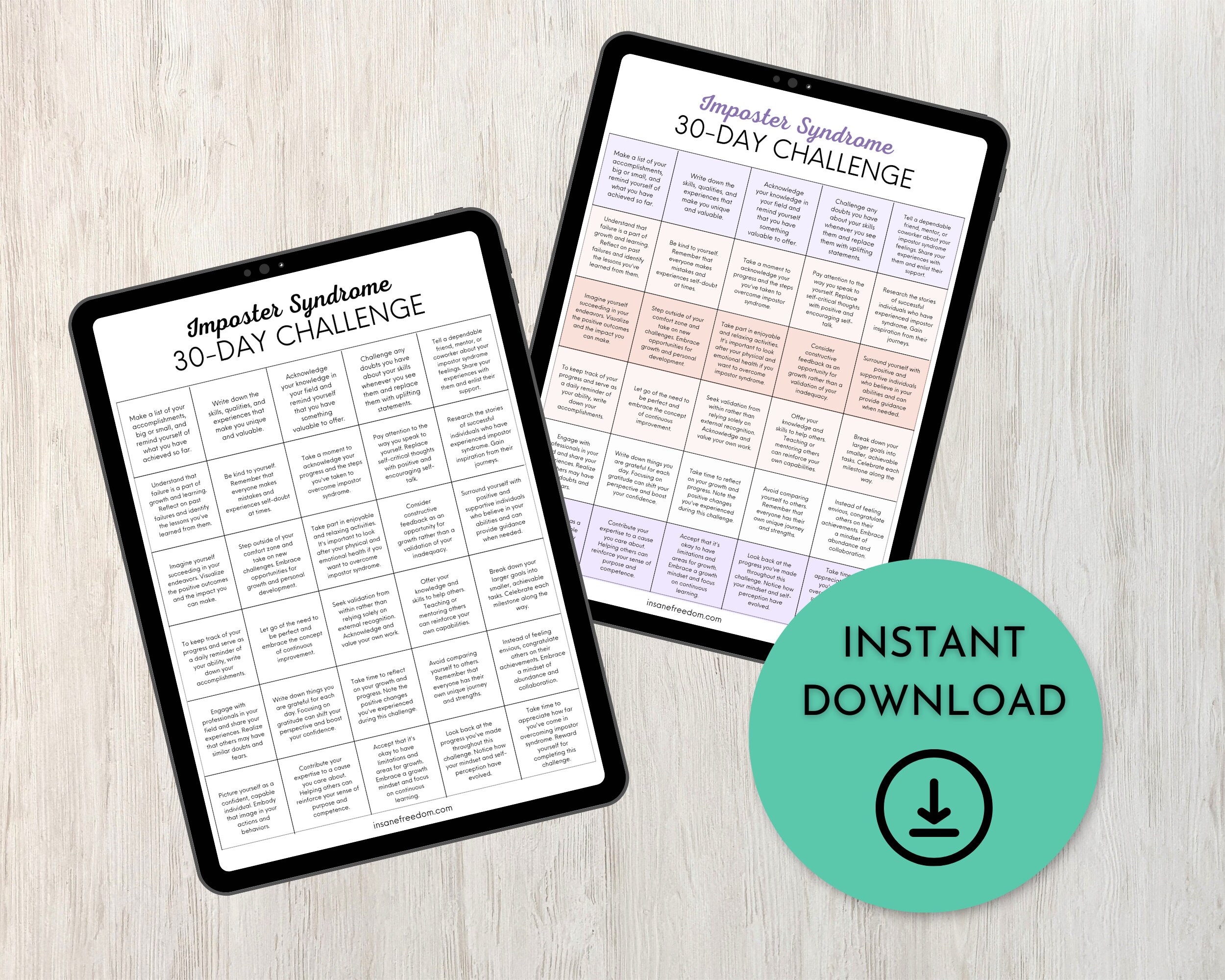 Imposter Syndrome Challenge Printable | 30-day Mindset Challenge ...