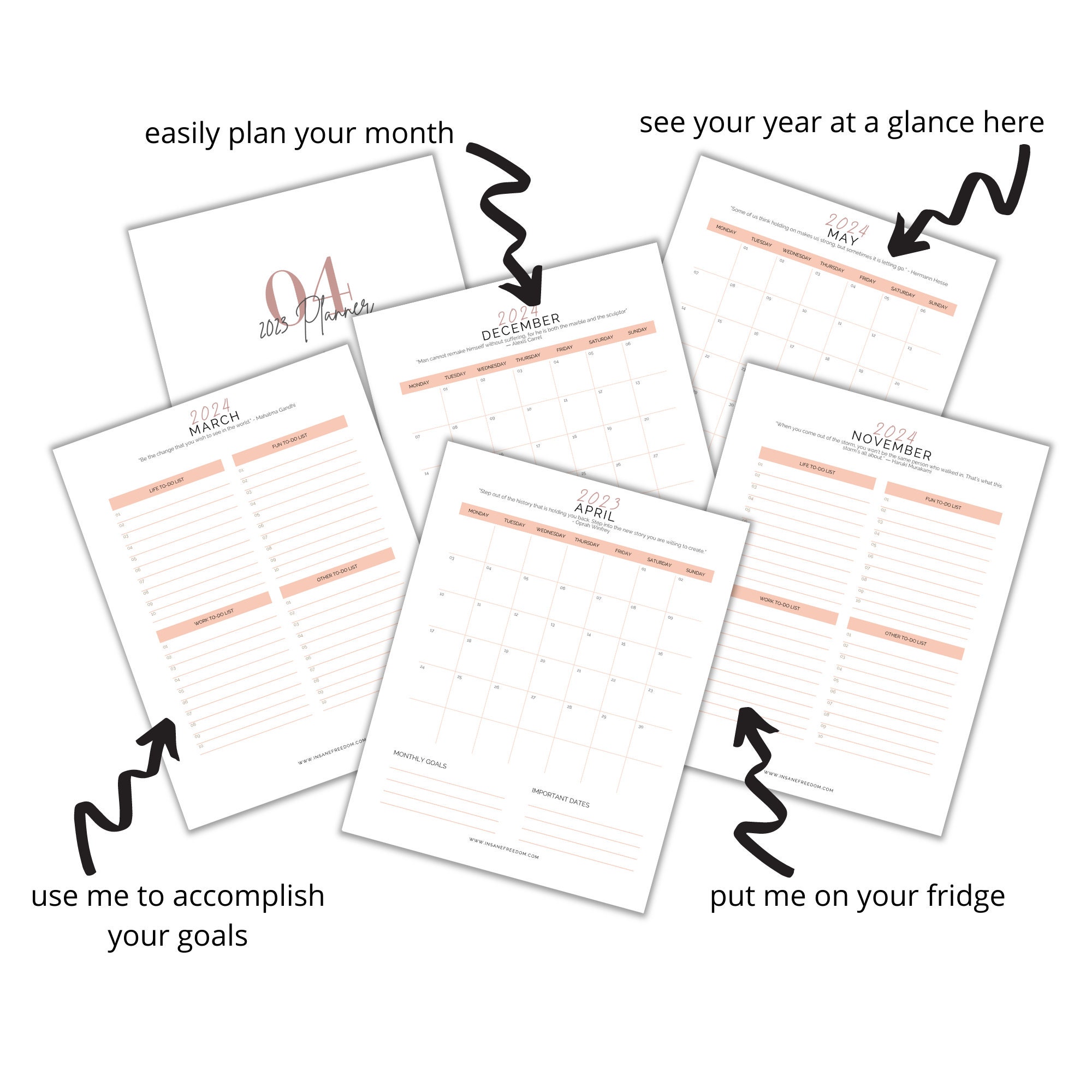 2022 2023 2024 Planner Monthly and Weekly | Planner Daily Weekly and ...