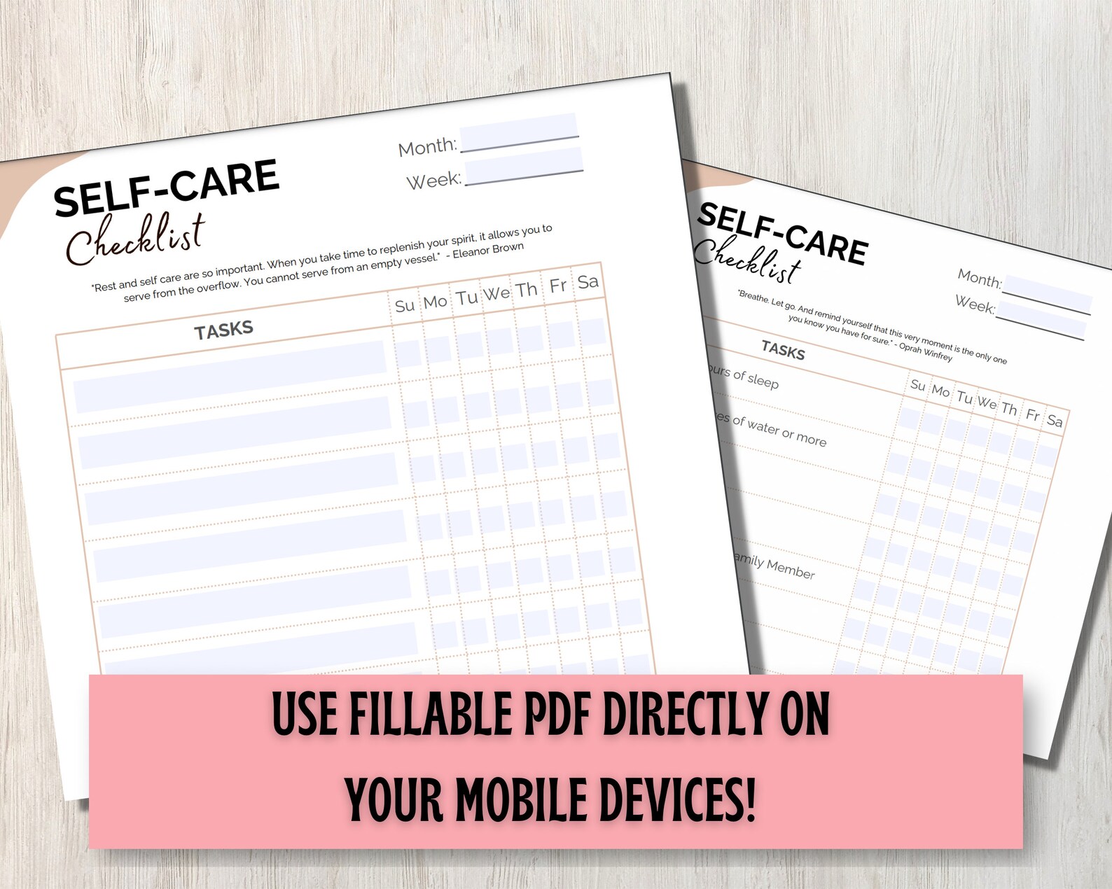 Fillable Self Care Checklist, Daily Self Care Planner Self Care ...