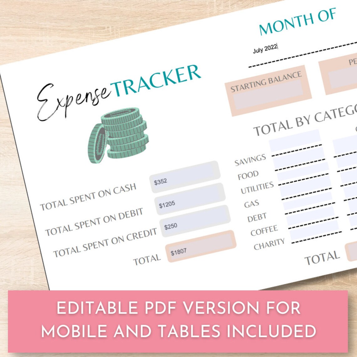Fillable Monthly Expense Tracker Printable Expense Tracker iPad Monthly ...