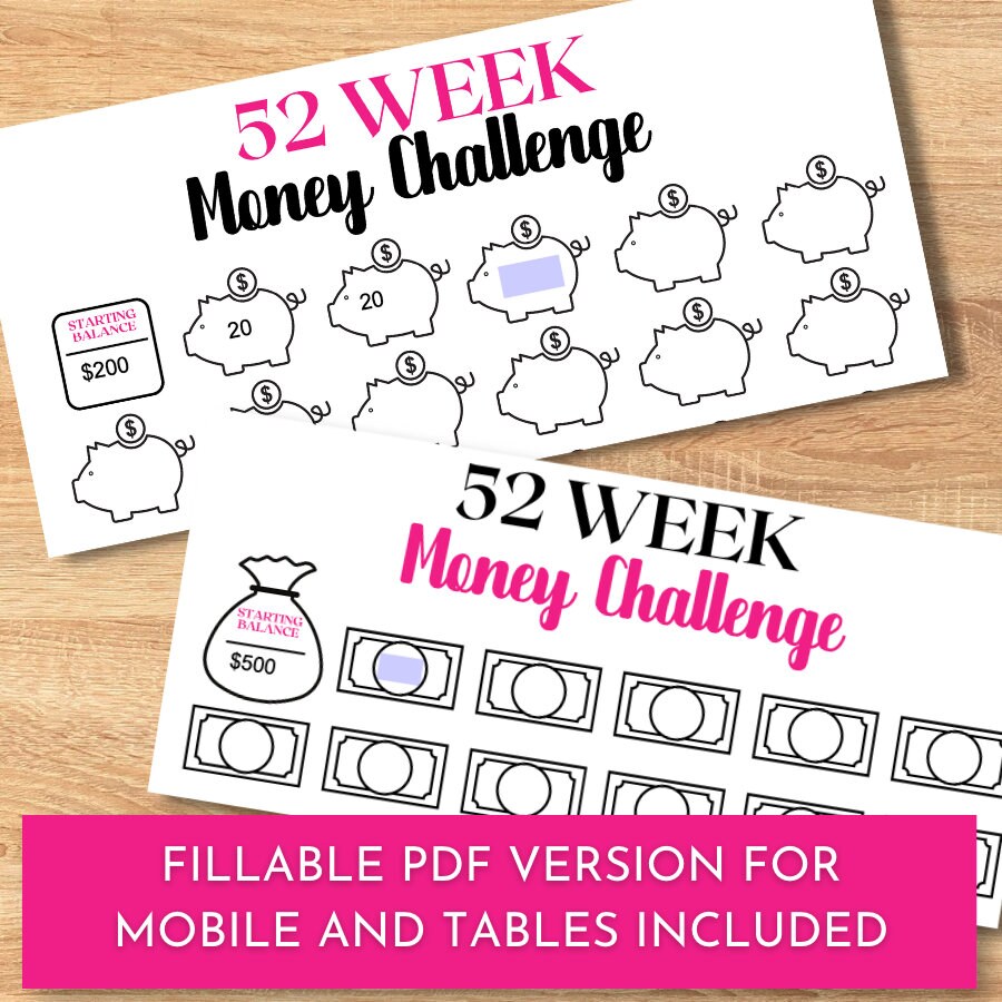 52 Week Savings Challenge Printable | 52 Week Money Saving Challenge ...
