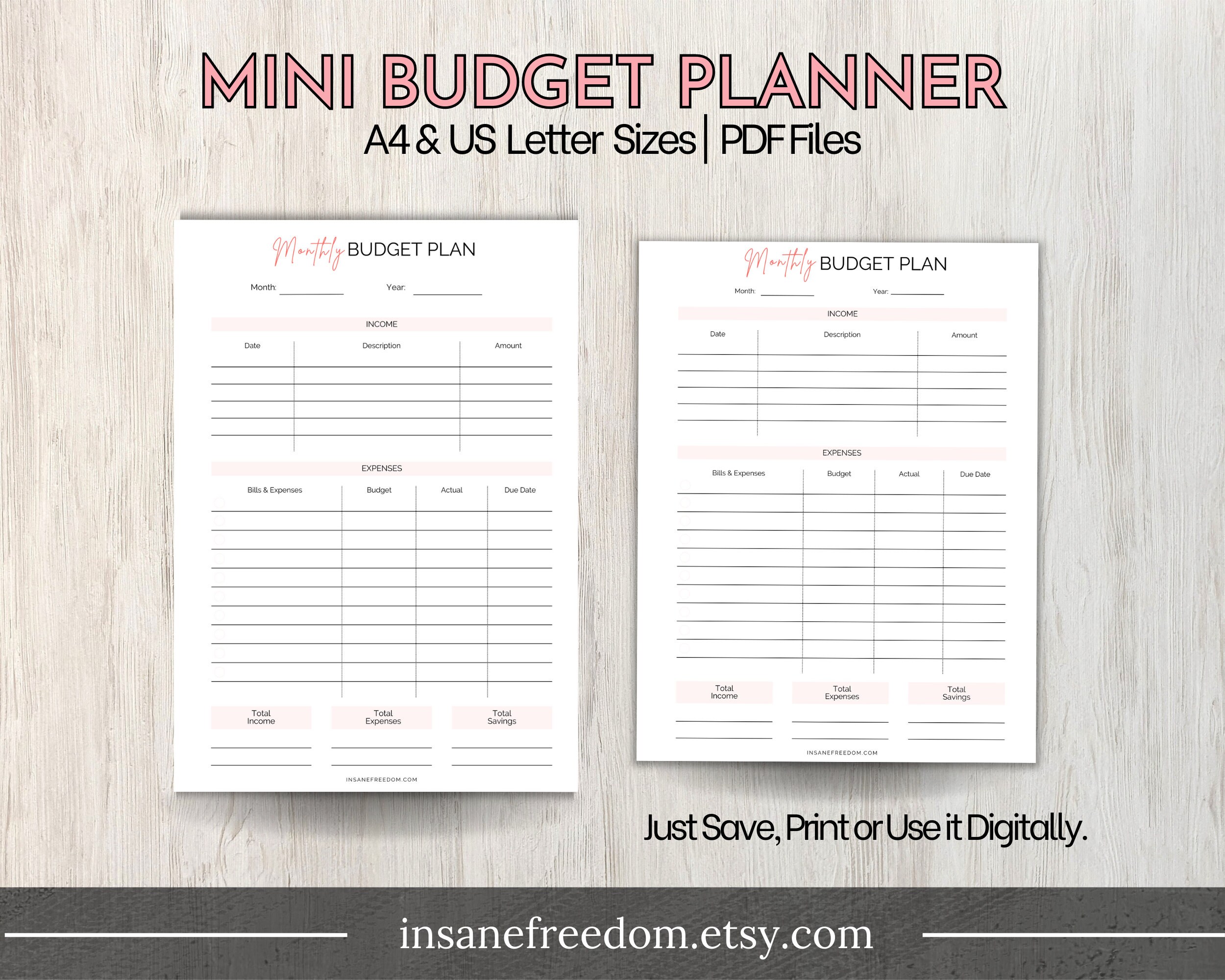 Mini Budget Planner Printable Paycheck Budget PDF Yearly Budget Mini ...