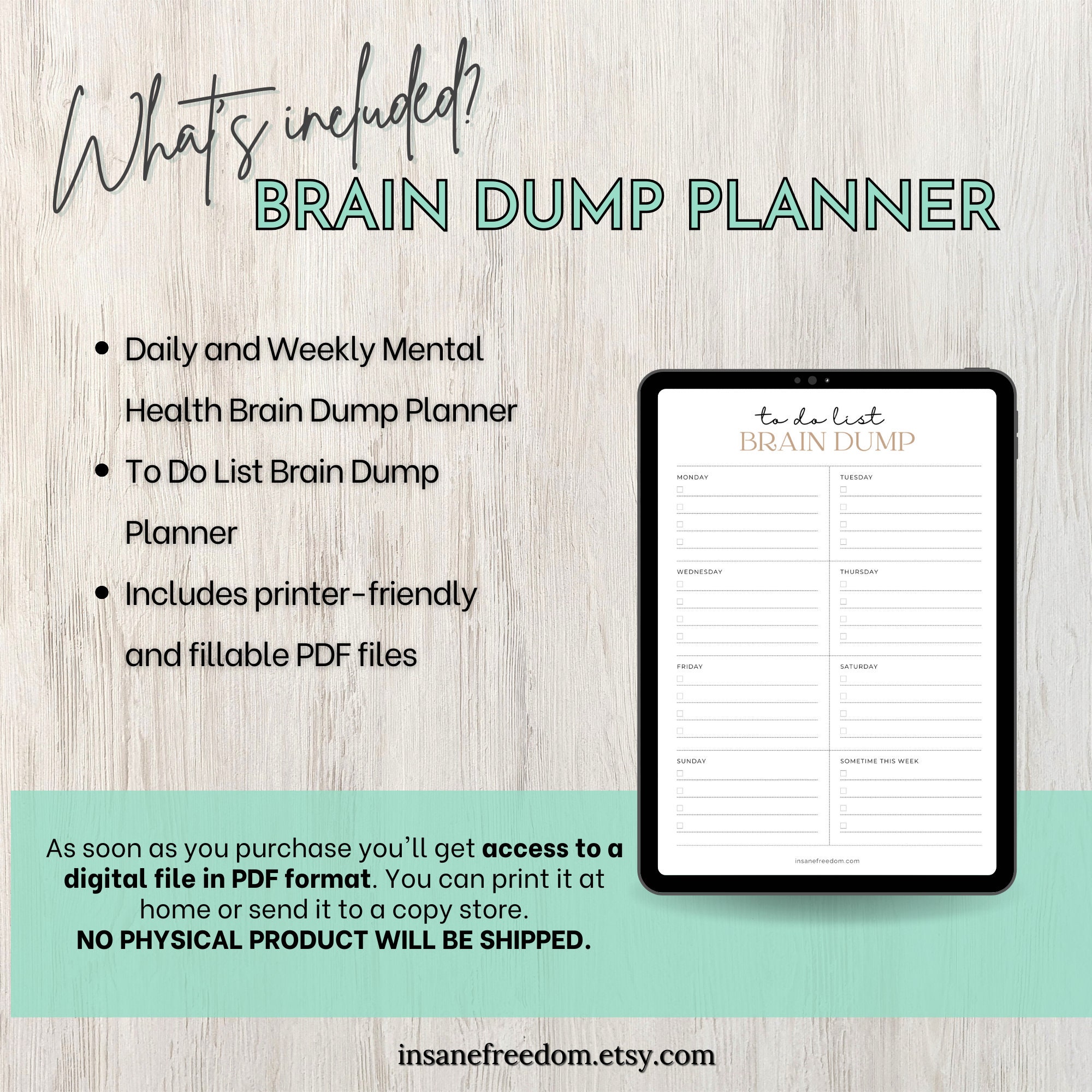 Brain Dump Planner Entrepreneur Planner Brain Dump Planner Printable ...
