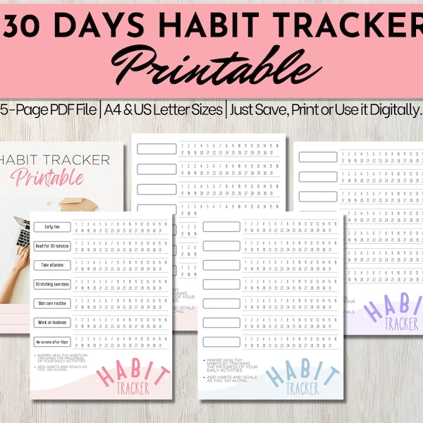30 Days Habit Simple Habit Tracker Daily Habit Tracker PDF Monthly Habit Tracker Routine Tracker ...