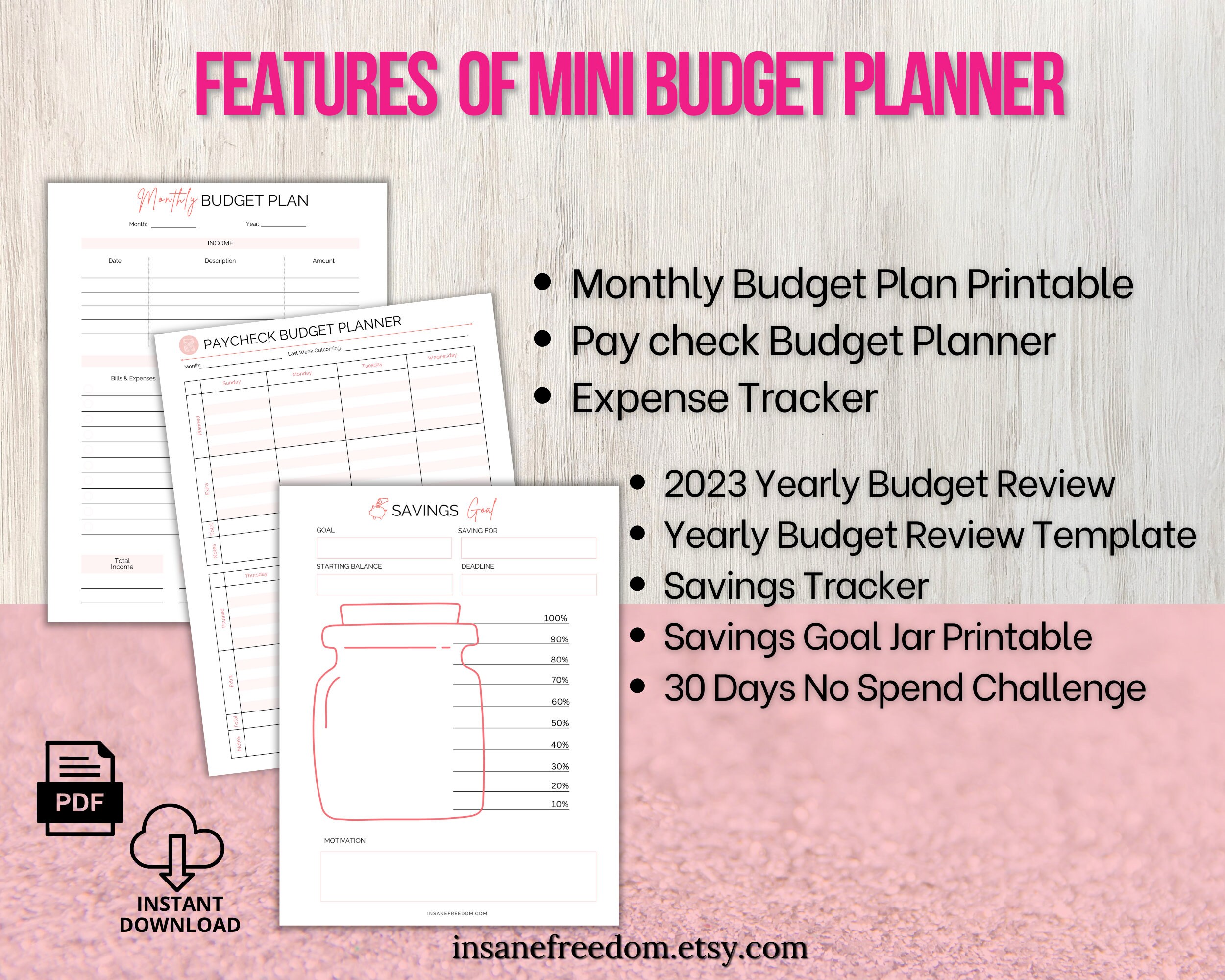 Mini Budget Planner Printable | Paycheck Budget PDF | Yearly Budget ...
